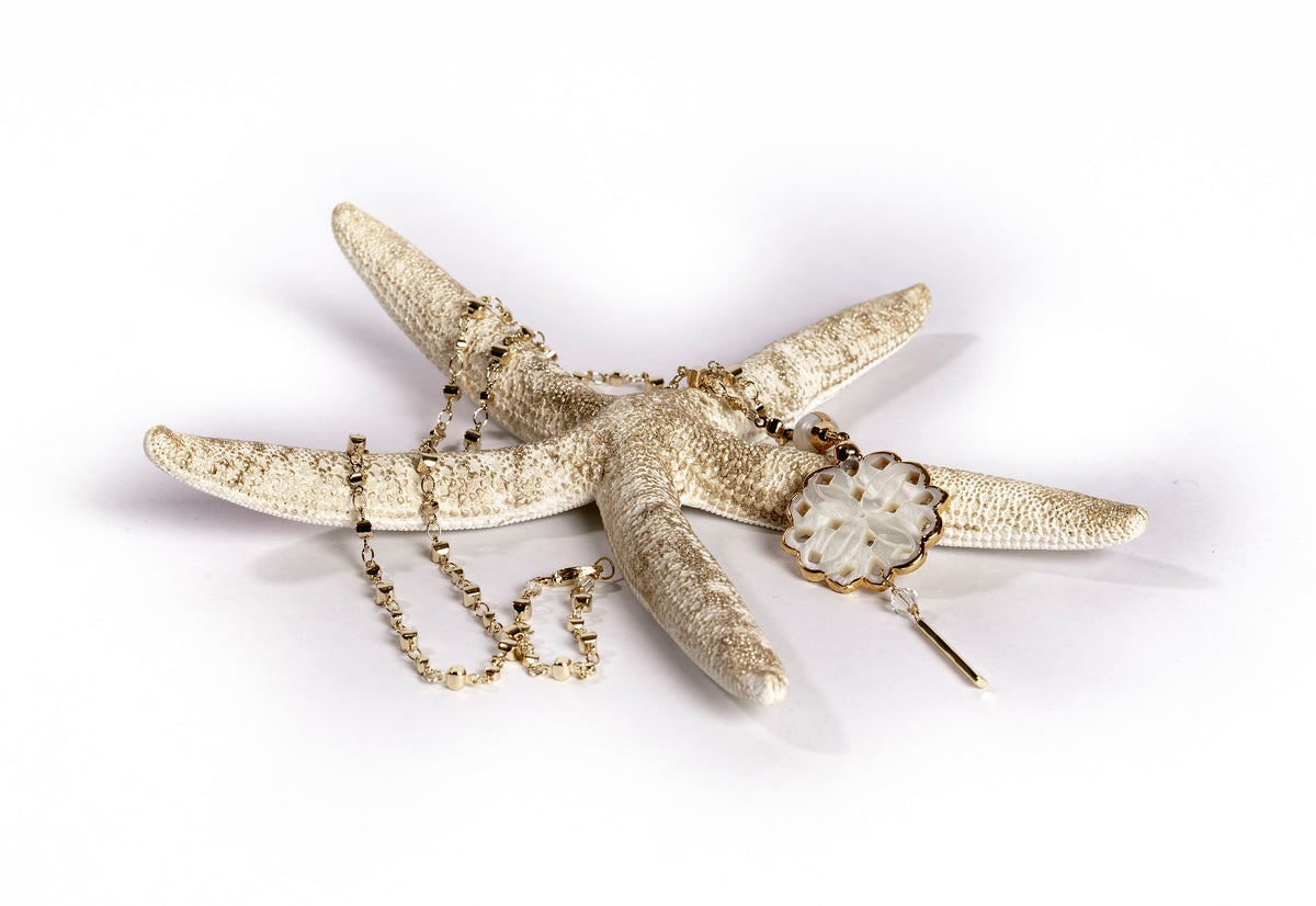 Venus Mother of Pearl Mandala Necklace – Mizu Jewels